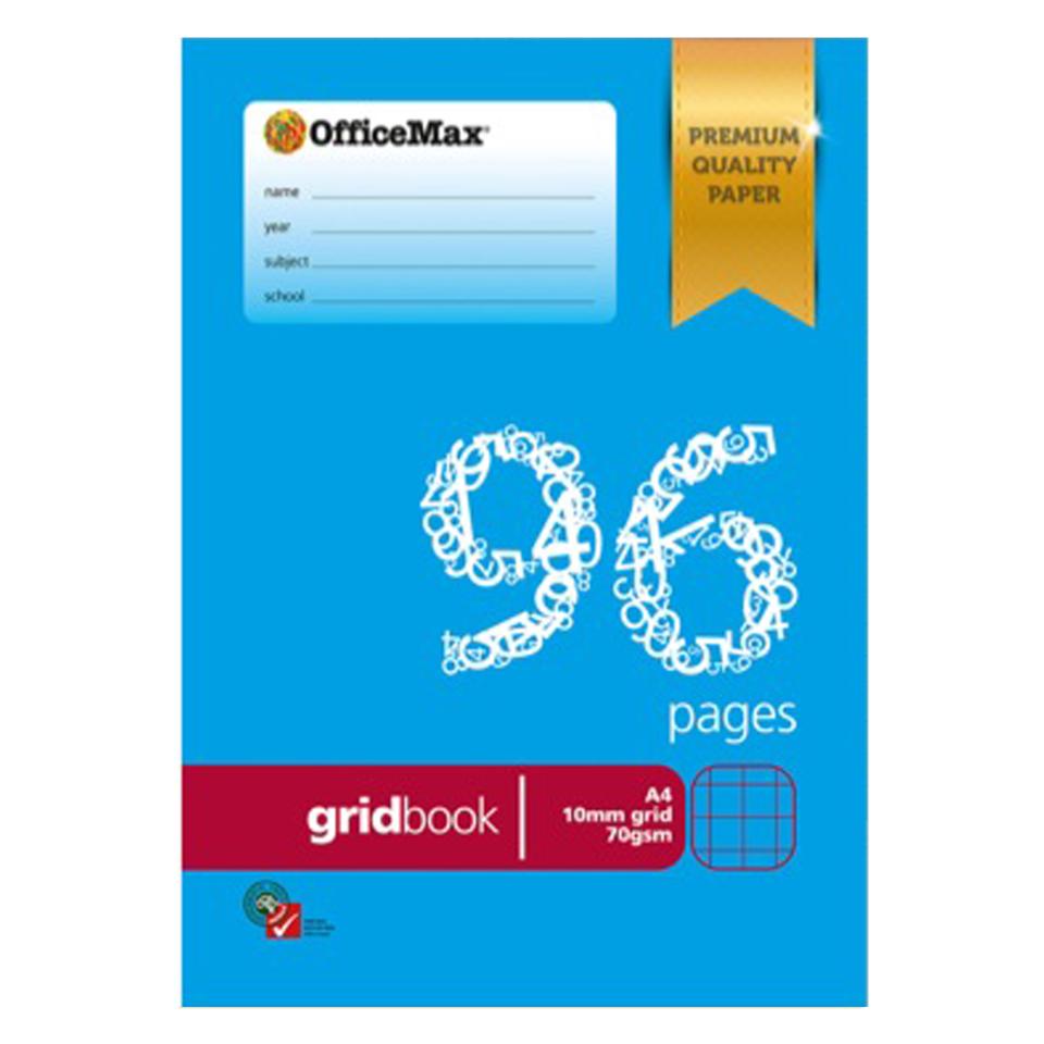 Officemax Premium Exercise Book A4 10mm 70gsm Grid 96 Pages | Winc Officemax Premium Exercise Book A4 10mm 70gsm Grid 96 Pages | Winc