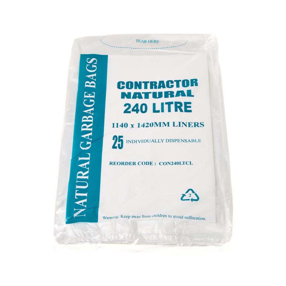 Austar Bin Liner Contractor 240 Litre Natural Opaque Carton 100 | Winc