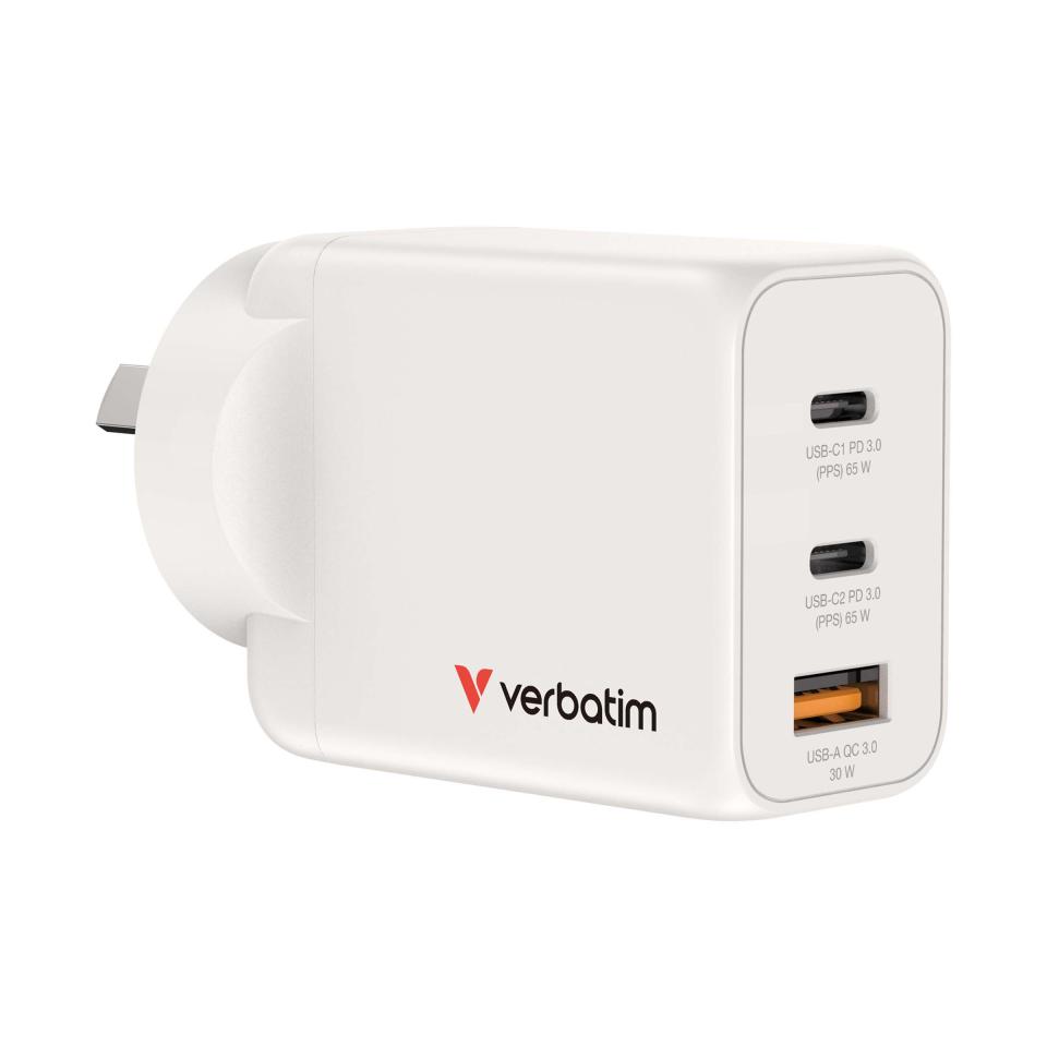 Verbatim Gan Charger 3 Port 65w USB A/c Pcr Au White | Winc