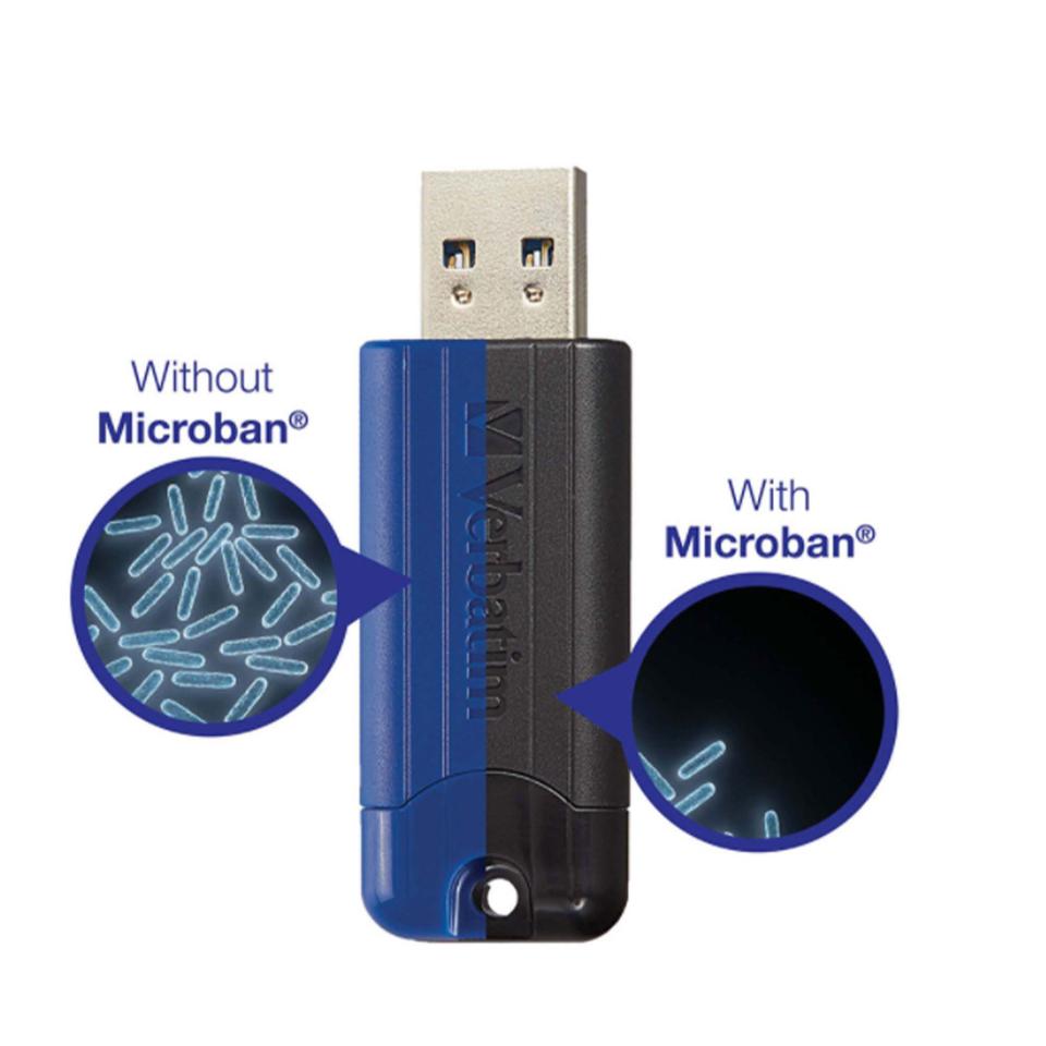 Verbatim Antibacterial Microban Pinstripe USB 3.0 Drive 128GB Black | Winc