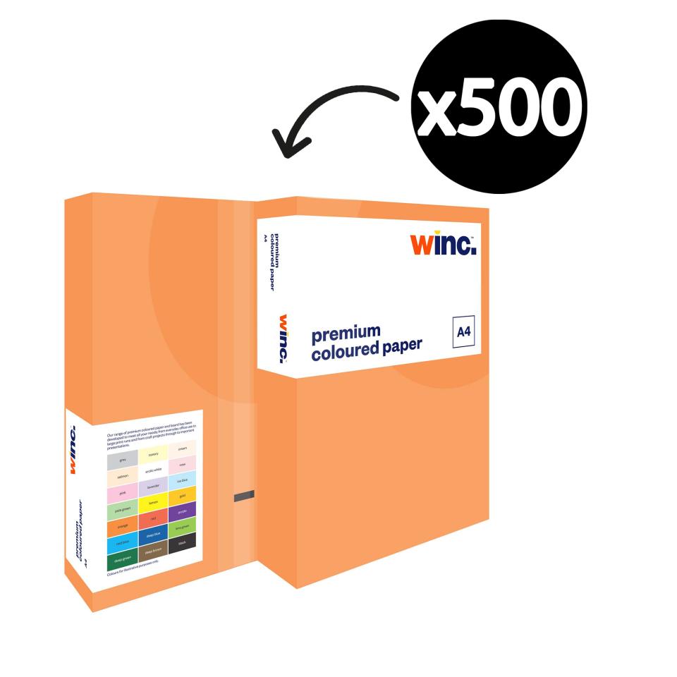 Winc Premium Coloured Copy Paper A4 75gsm Neon Orange Ream 500 | Winc