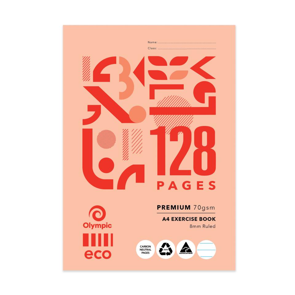 Olympic Eco E812p Exercise Book A4 128 Page 8mm | Winc