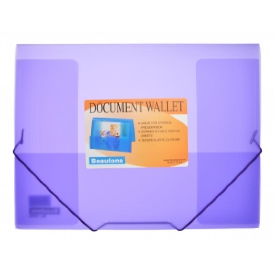 Beautone Cool Frost Document Wallet A4 3 Flap Purple | Winc