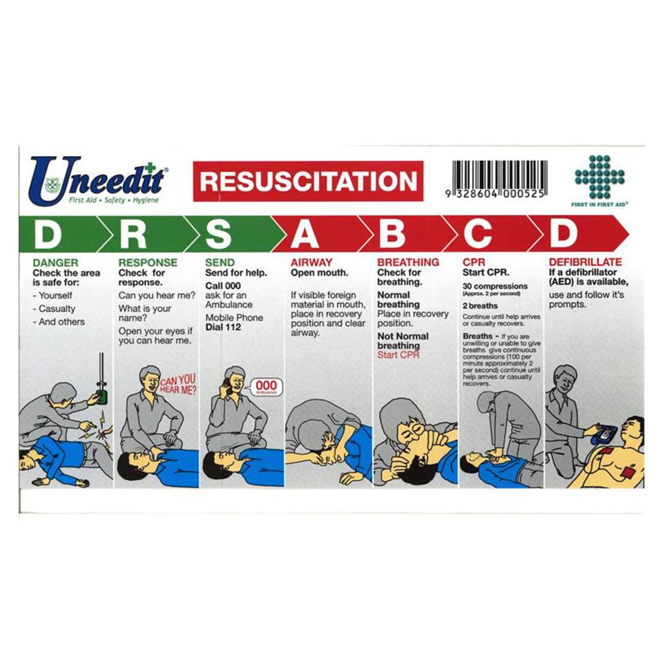 Uneedit Us3800 Cpr Chart Wallet Card | Winc