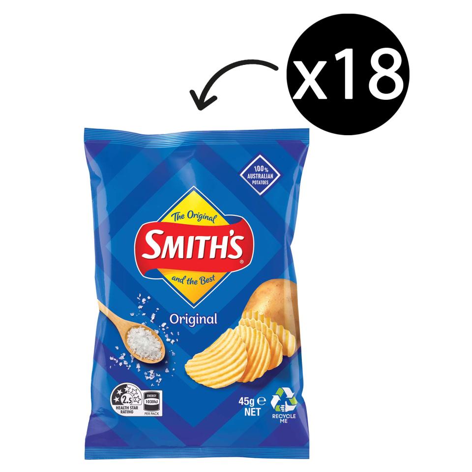 Smiths Chips Crinkle Cut Original 45g Carton 18 | Winc