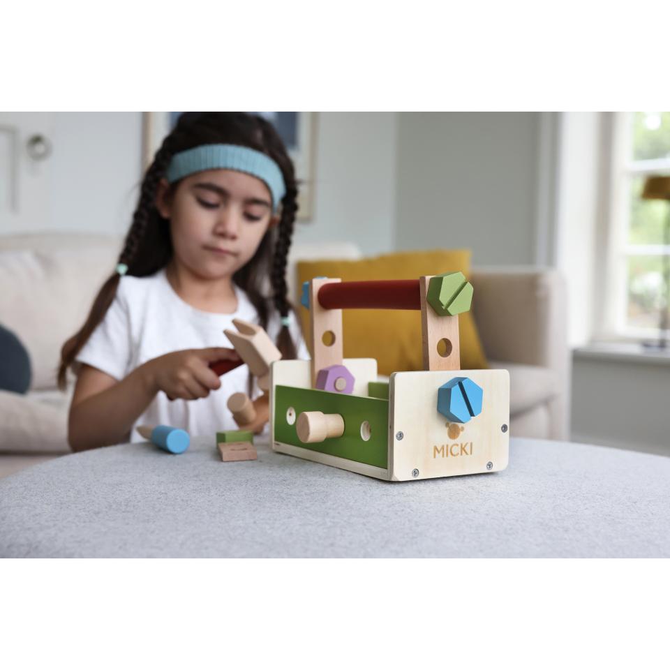 Micki Wooden Build And Play Tool Box With Tools 25 Pieces | Winc