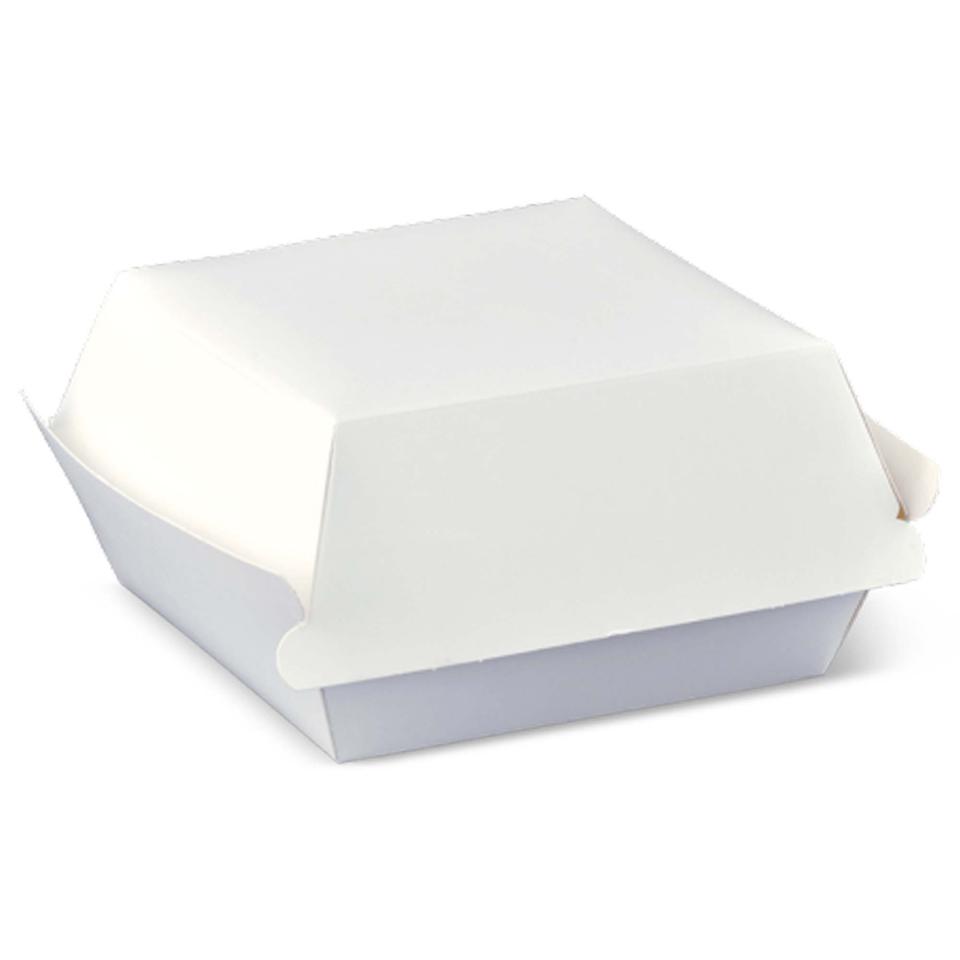 Detpak Burger Clam Board Box 106 x 106 x 69mm White Carton 500 | Winc