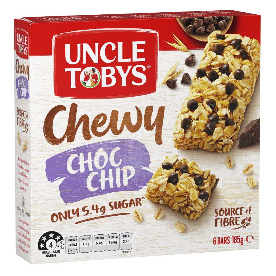 Uncle Tobys Chewy Muesli Bars Chocolate Chip 185g Box 6 | Winc