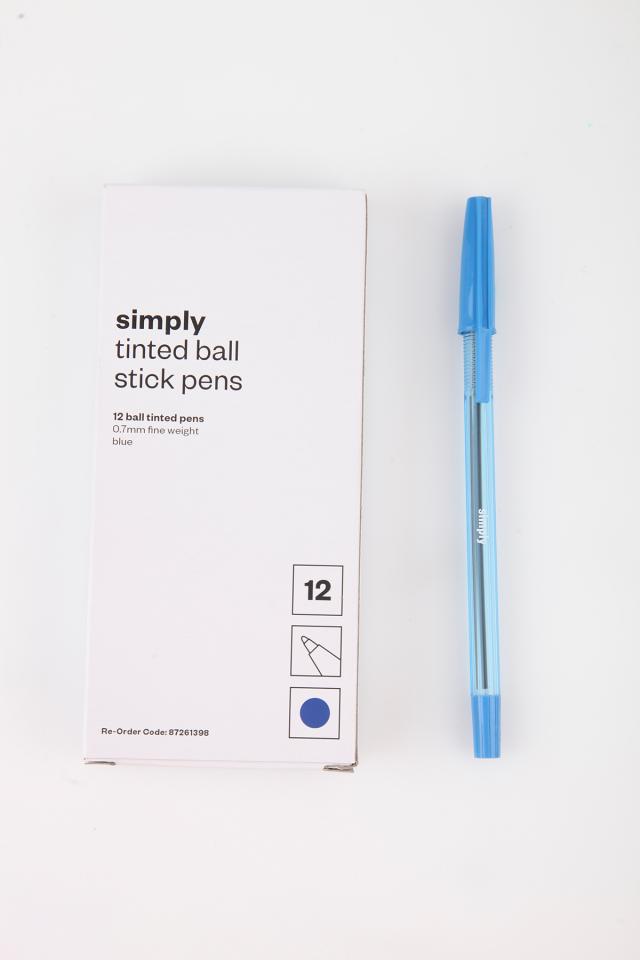 Simply Tinted Stick Ballpoint Pen Fine 0.7mm Blue Box 12 | Winc
