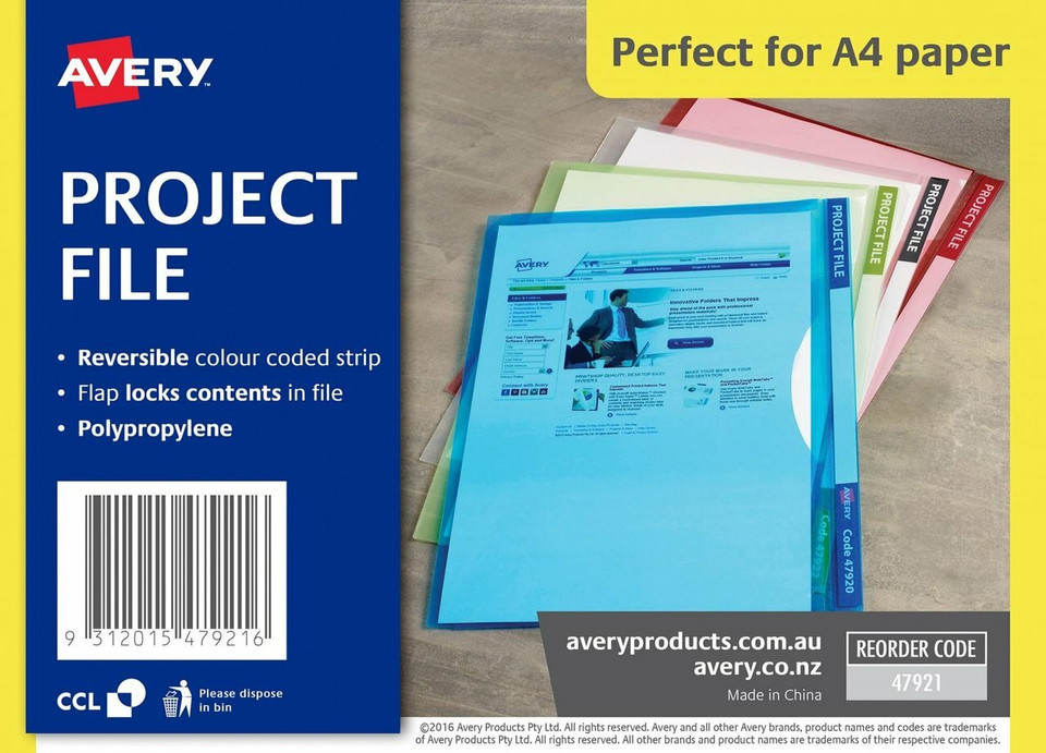 Avery Clear Transparent Plastic Project File - Holds 20 Sheets | Winc