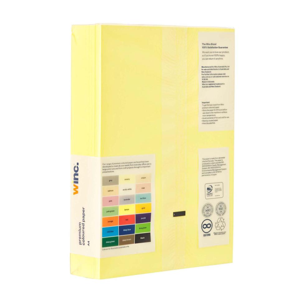 Winc Premium Coloured Copy Paper A4 80gsm Lemon | Winc