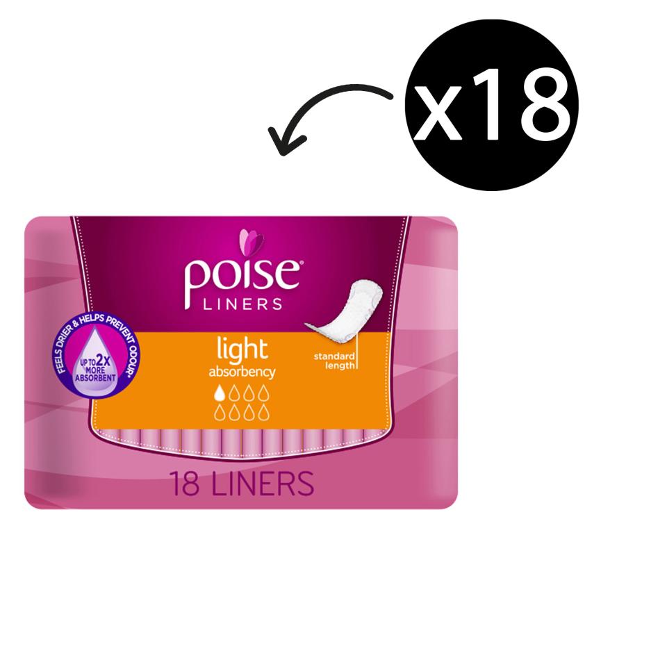 Poise 1673 Light Liner Pack 18 Carton of 8 | Winc