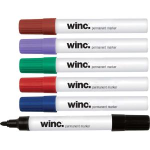 Winc Permanent Marker Bullet Tip 1.0mm Assorted Colours Box 12 | Winc