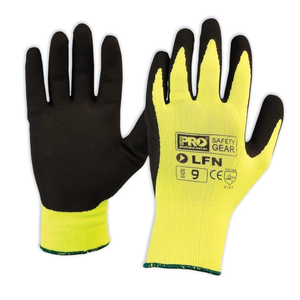 Paramount Safety Prochoice LFN Latex Foam Glove Hi Vis Yellow Anti ...