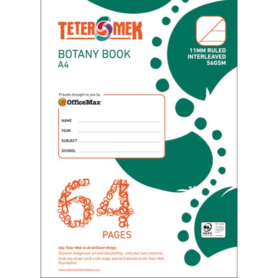Teter Mek A4 Botany Book 11mm Ruled Interleaved 56gsm 64 Page | Winc