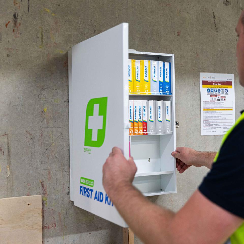 FastAid Easy-Refill First Aid Kit Metal Wall Mount | Winc