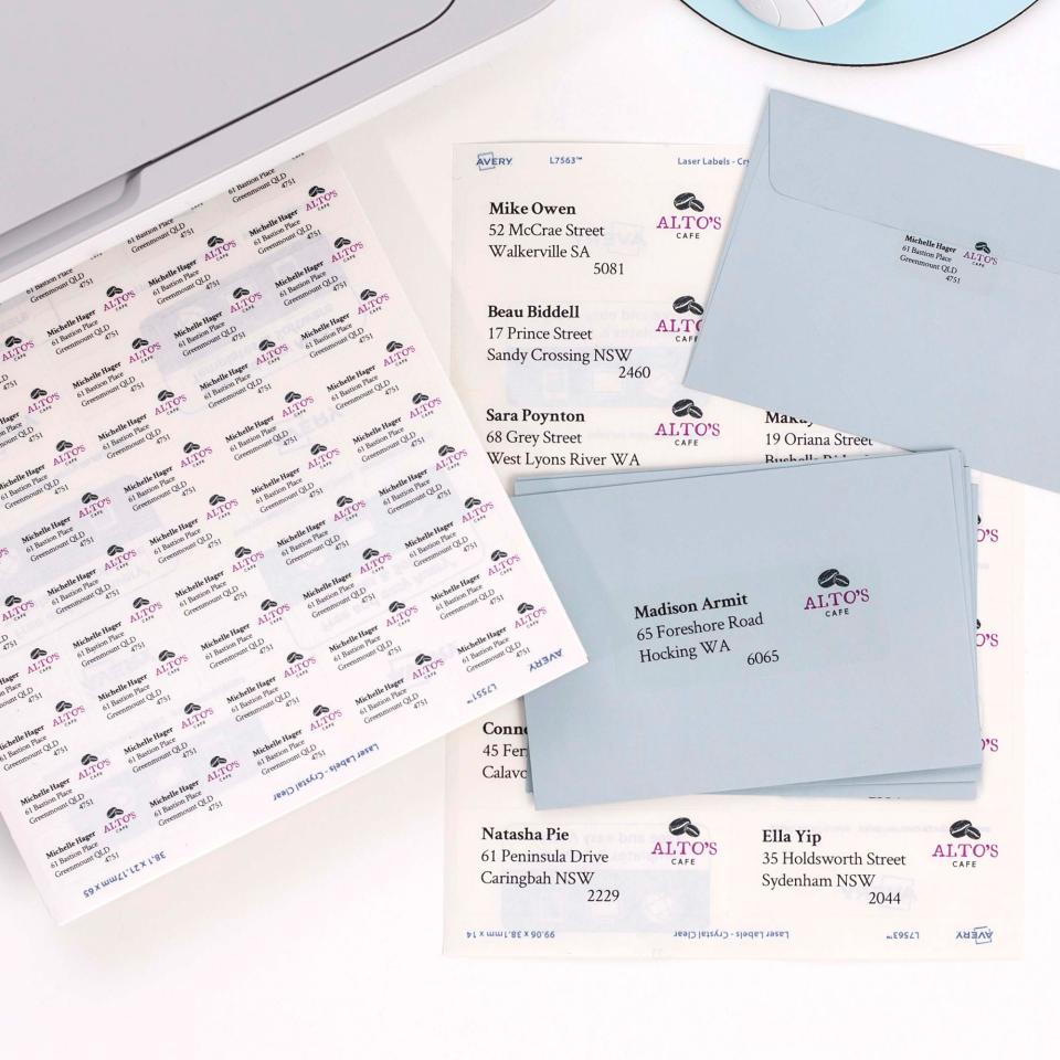 Avery Crystal Clear Address Labels for Laser Printers 63.5 x 38.1mm 525 ...