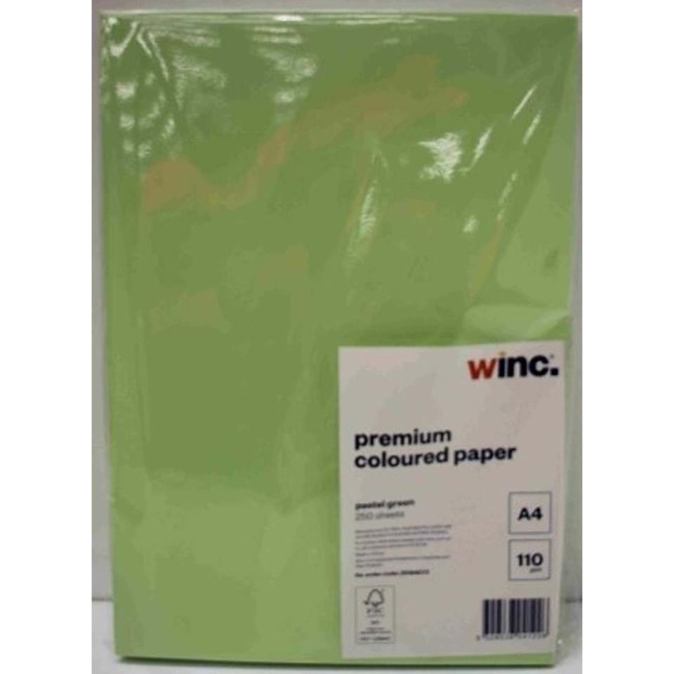 Winc Premium Coloured Cover Paper A4 110gsm Pastel Green Pack 250 | Winc