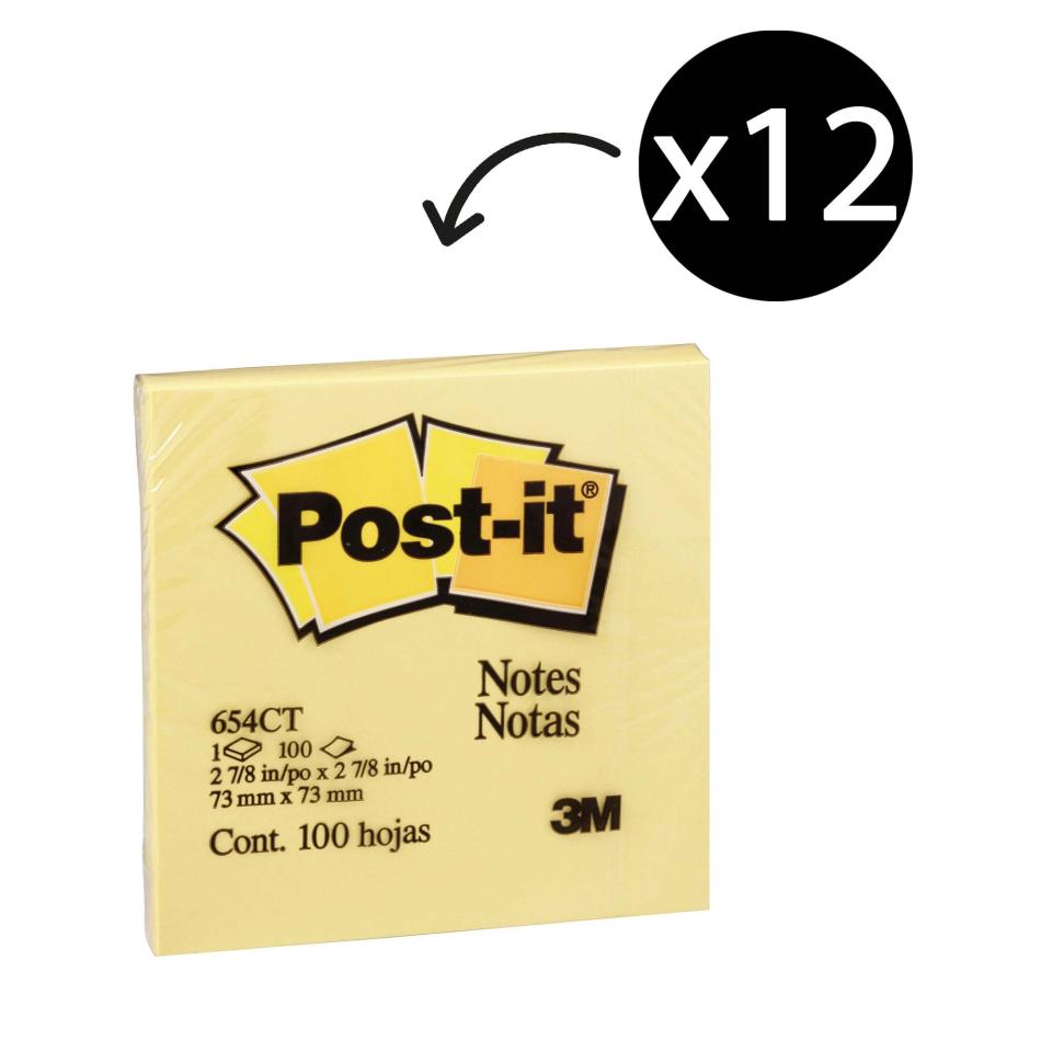 Post-it Notes 76 x 76mm Canary Yellow Pack 12 | Winc