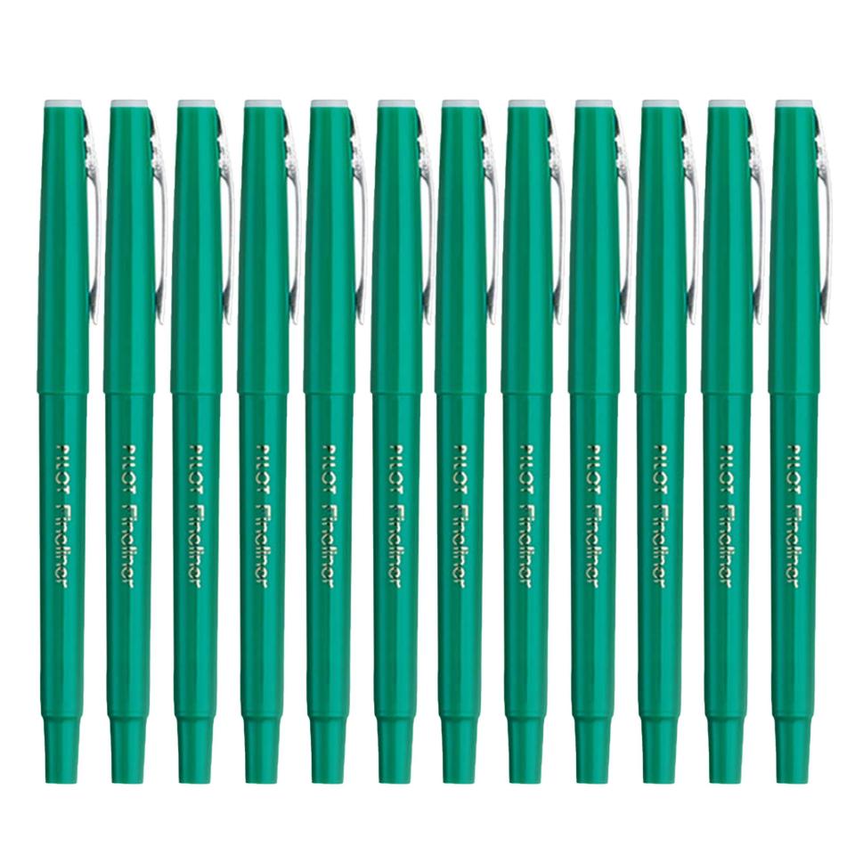 Pilot Fineliner Pen Fine 0.4mm Green Box 12 | Winc
