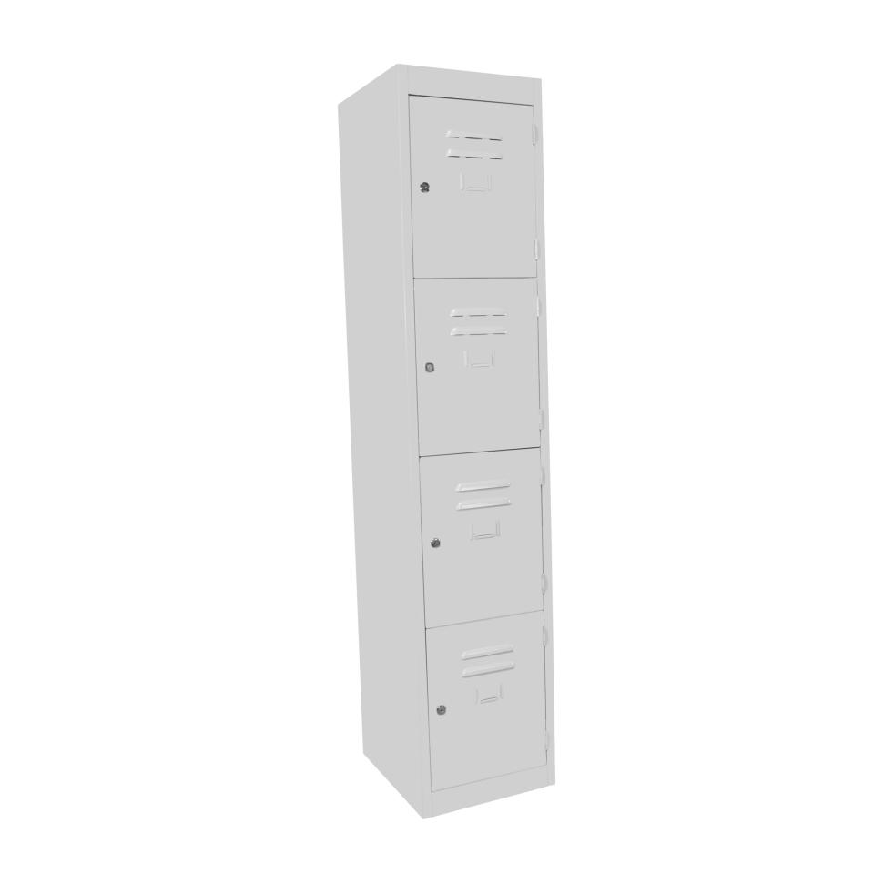 Steelco Locker Steel 4 Tier with Key Lock 1830h x 380w x 460dmm Silver ...