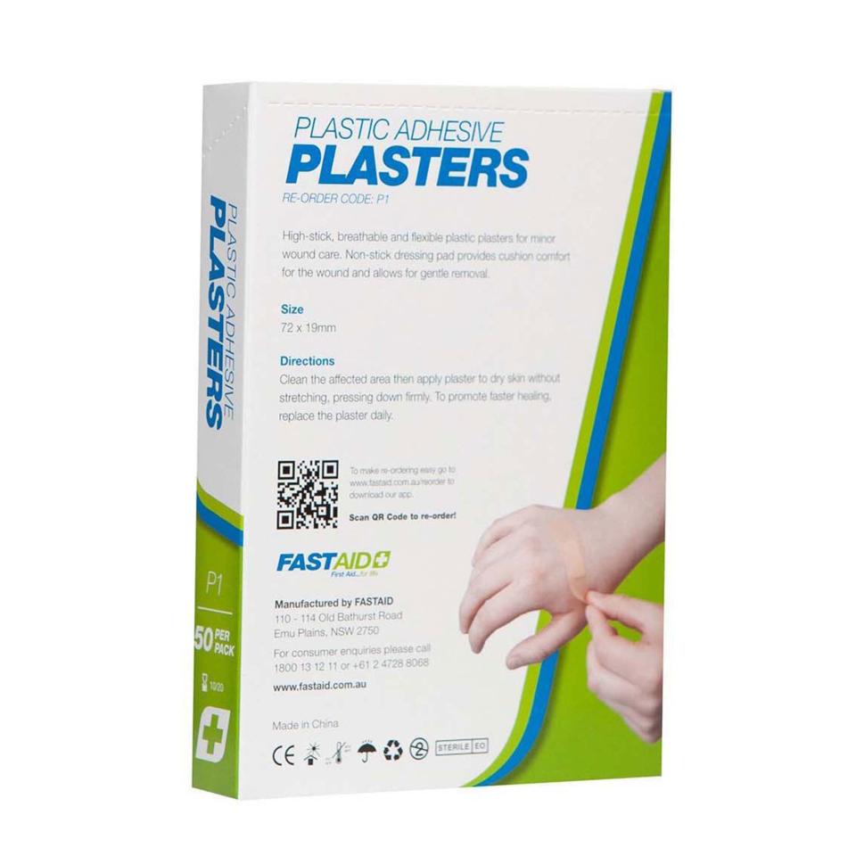 P1 FastAid Plastic Adhesive Strips 72 X 19mm Pack 50 | Winc