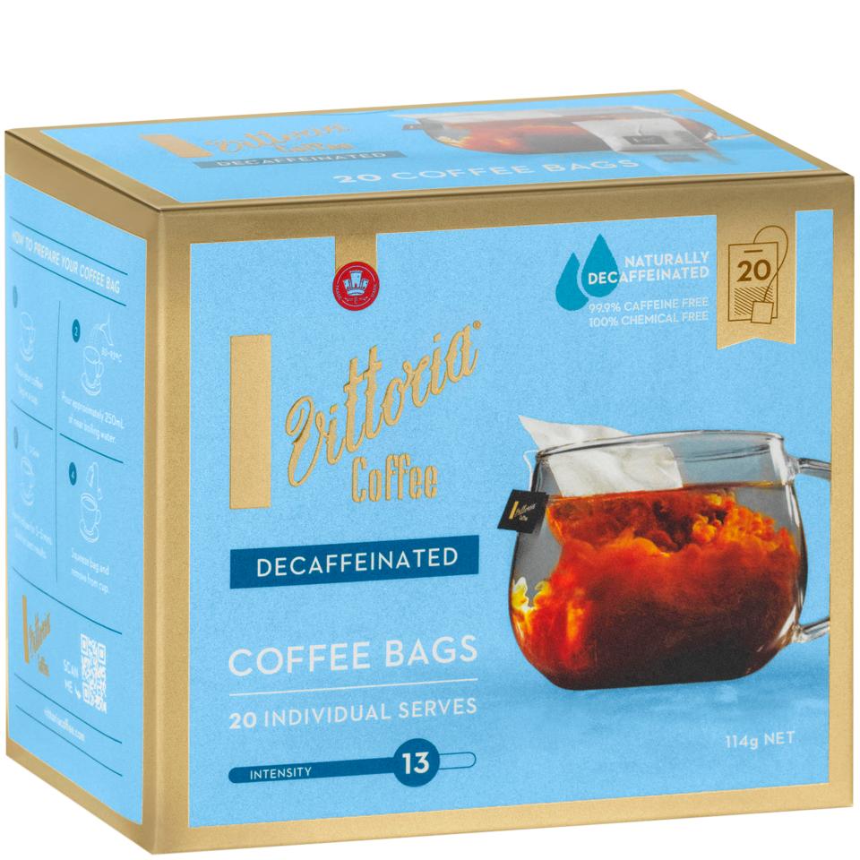 Vittoria Decaffeinated Coffee Bags Box 20 | Winc