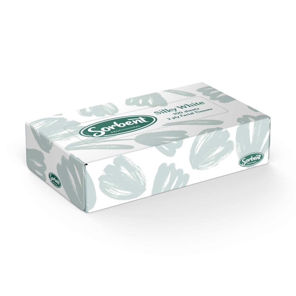 Sorbent Professional Silky White Facial Tissue Box 100 | Winc