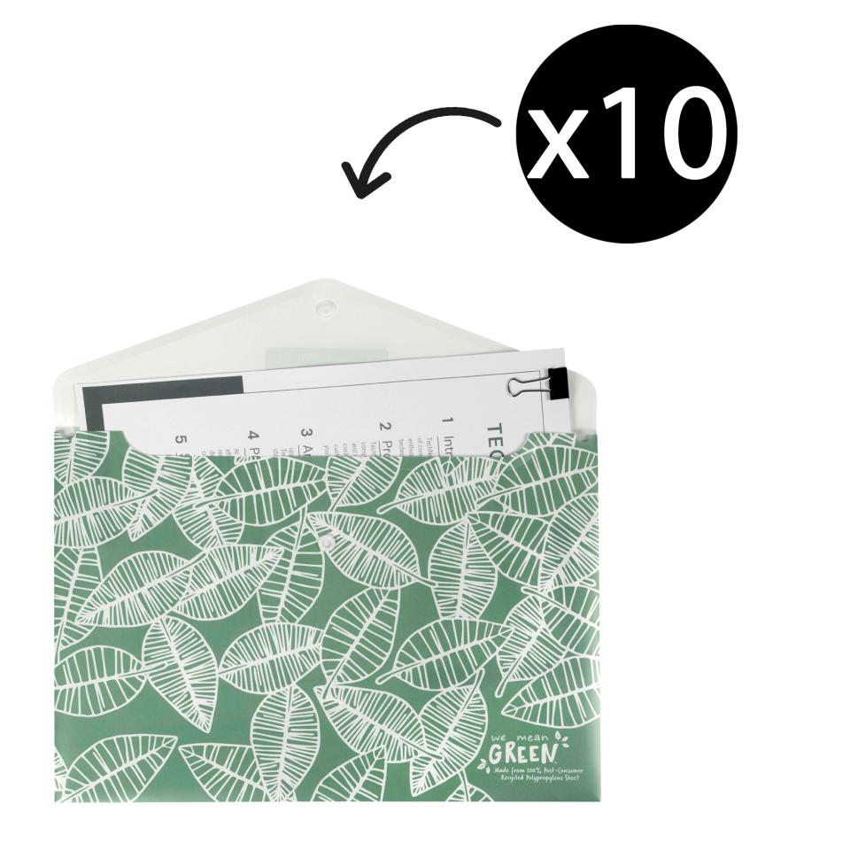 Marbig Enviro We Mean Green Doculope Wallet A4 Assorted Pack 10 | Winc
