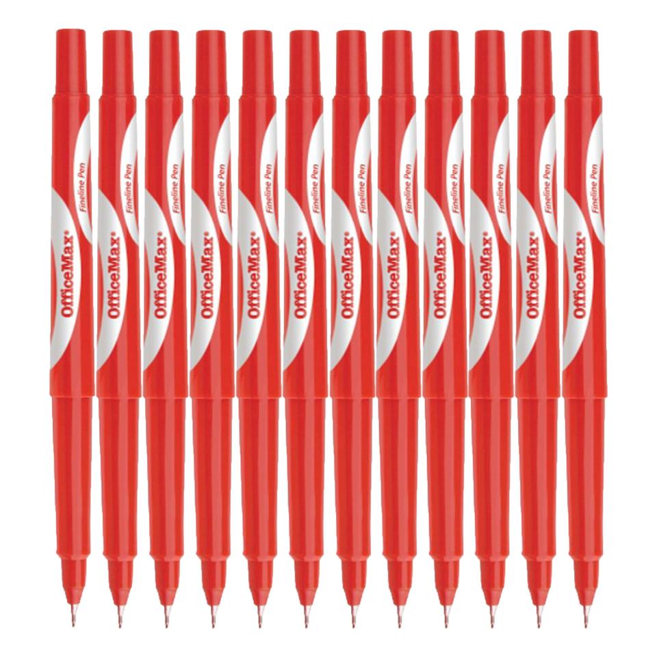 Officemax Fine Line Pen 0.5mm Red Box 12 | Winc