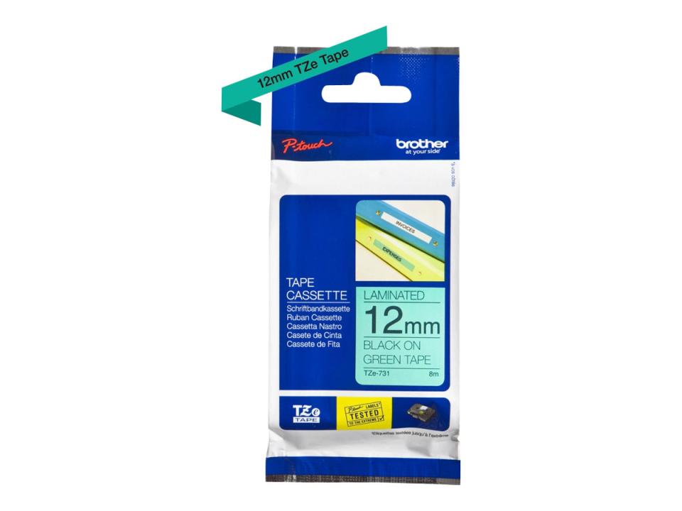 Brother Tape TZE-731 Black On Green Laminated | Winc