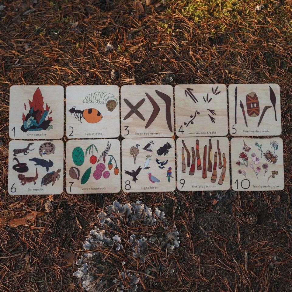 Timber Kids Aboriginal Easy-as-123 Timber Number Learning Tiles 12cm | Winc