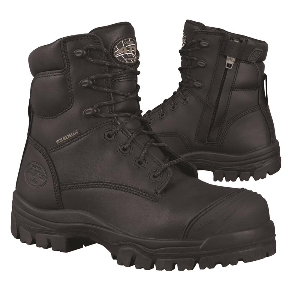 Oliver 45-645Z Zip Sided Lace Up Boot Black | Winc