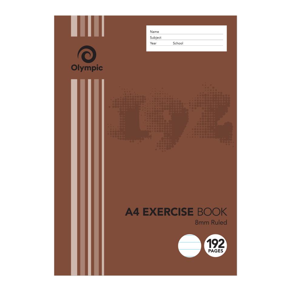 Olympic A4 Exercise Book 8mm Ruled Section Bound Red Margin 56gsm 192 ...