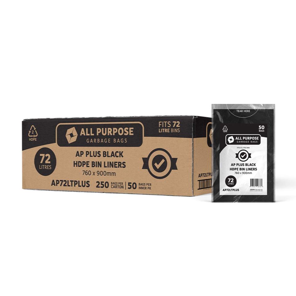 Austar All Purpose Plus HDPE Bin Liner Black 72 Litre Pack 50 Carton ...