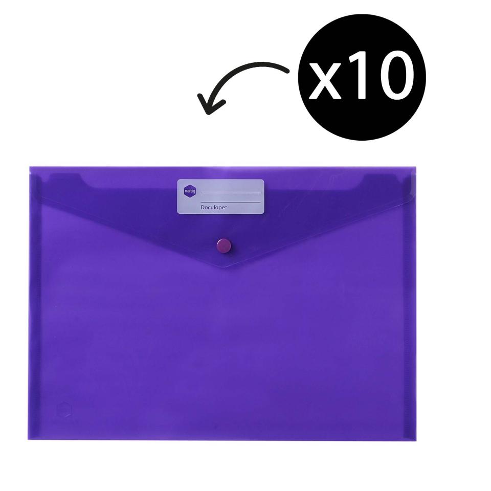 Marbig Doculope Document Wallet A4 Purple Pack 10 | Winc