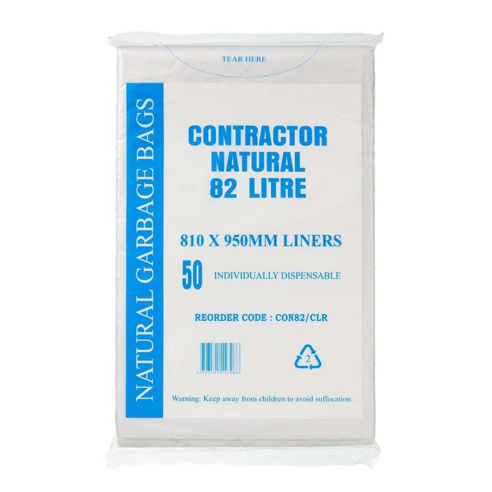 Austar Bin Liners Contractor Heavy Duty 82 Litre Natural Opaque Packet ...