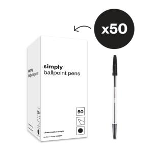 Simply Clear Stick Ballpoint Pen Medium 1.0mm Black Box 50 | Winc