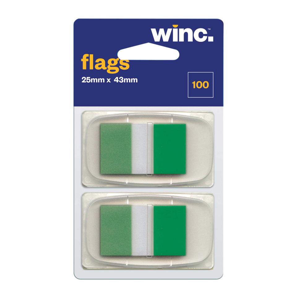 Winc Flags 25 x 43mm Green Pack 100 | Winc
