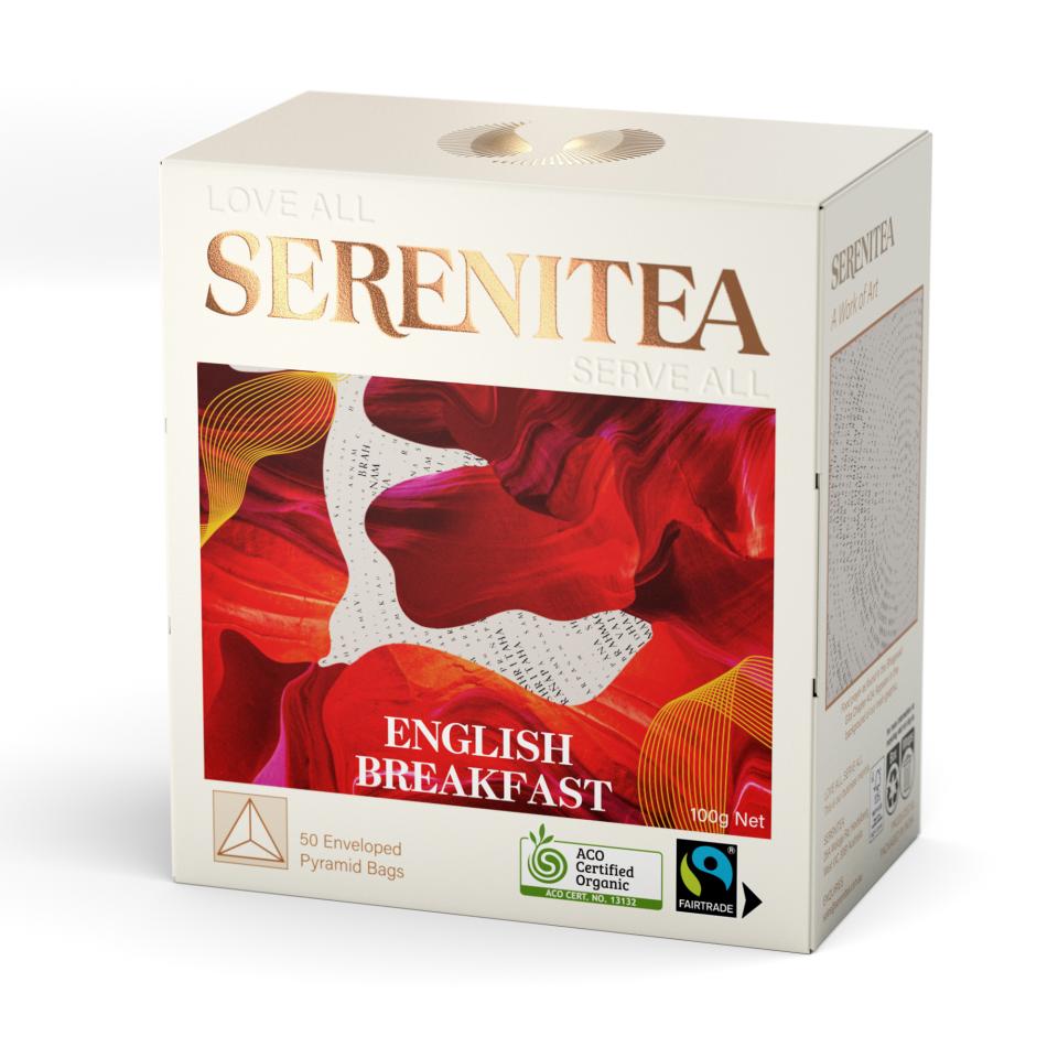 Serenitea Organic & Fairtrade English Breakfast Enveloped Pyramid Tea ...