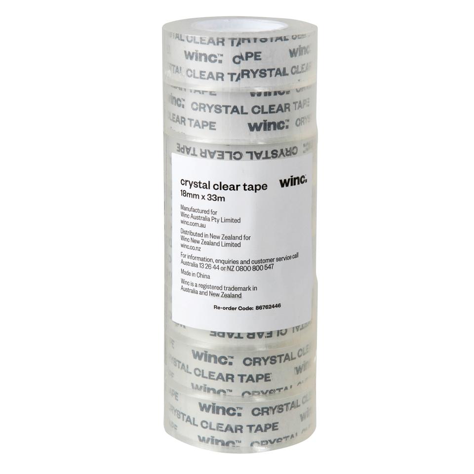 Winc Office Tape 18mm X 33m Crystal Clear Pack 8 | Winc