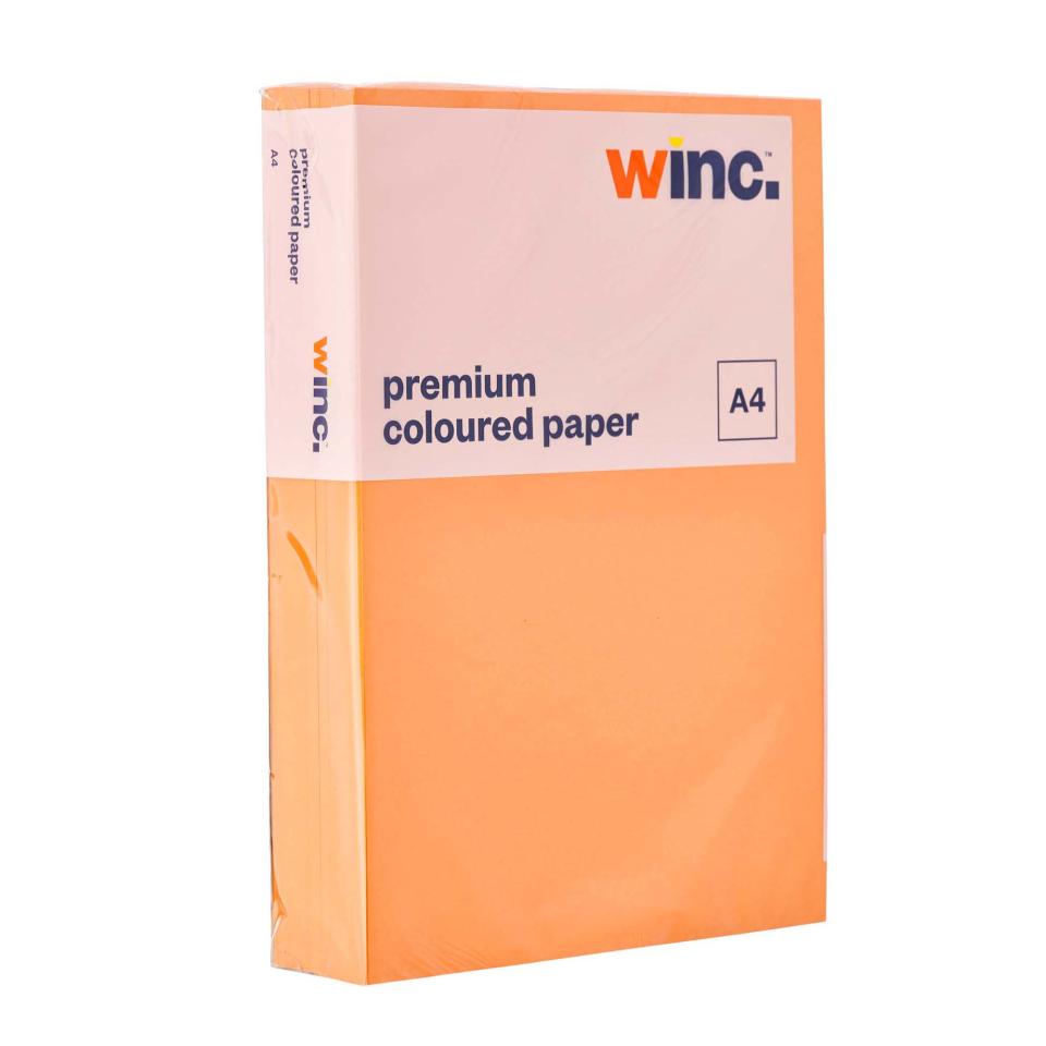 Winc Premium Coloured Cover Paper A4 160gsm Orange Pack 250 | Winc