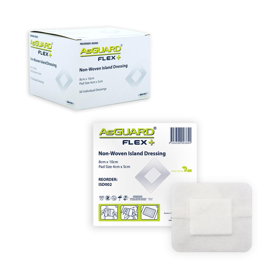 Asguard Flex Non-woven Island Dressing 80 x 100mm Pack 50 | Winc