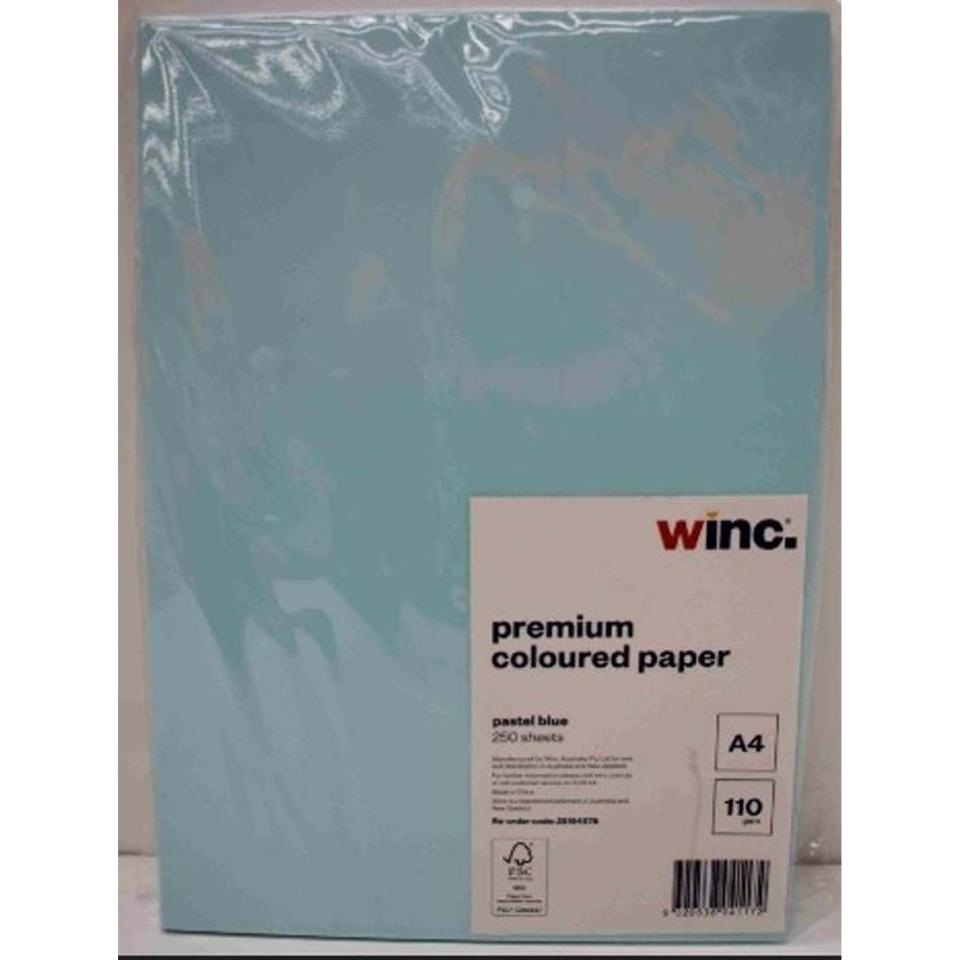 Winc Premium Coloured Cover Paper A4 110gsm Pastel Blue Pack 250 | Winc