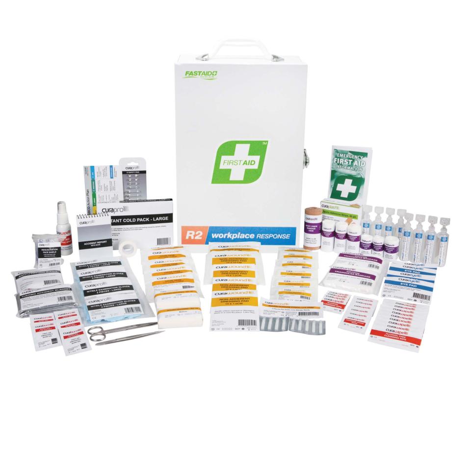 Fastaid First Aid Kit R2 Workplace Response Kit Metal Wall Cabinet Each ...