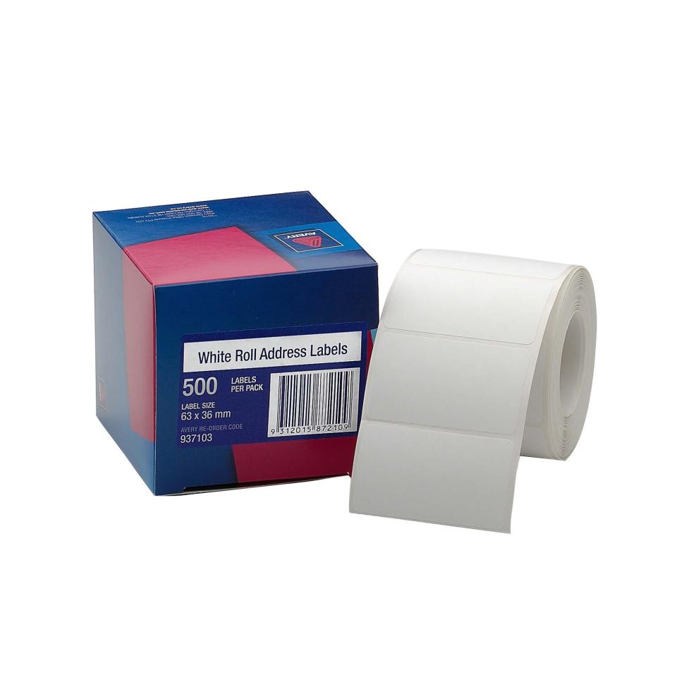 Avery Roll Address Labels - 63 x 36mm - 500 Labels - Hand writable | Winc