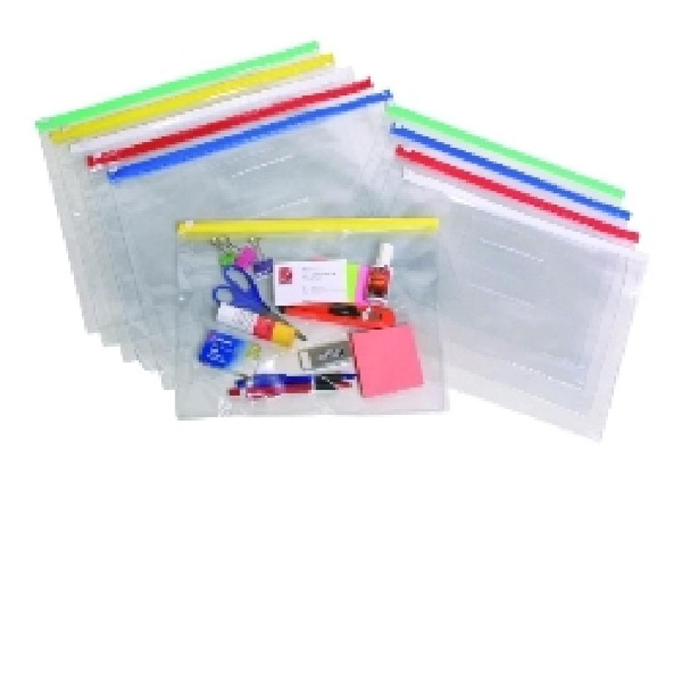 Marbig Document Case Ziplock Clear A4 Assorted Colours | Winc
