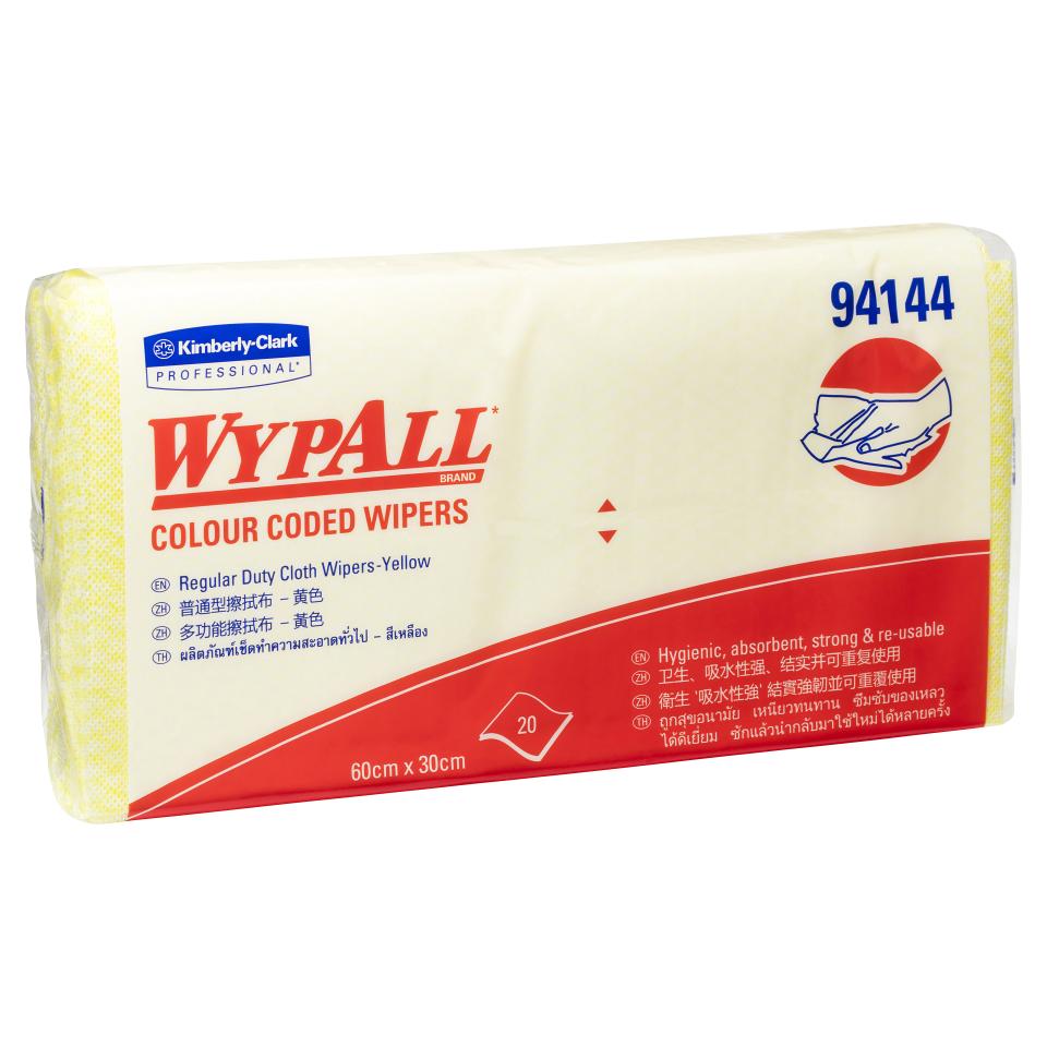 Wypall 94144 Yellow Colour Coded Cloth Pack of 20 Wipers | Winc
