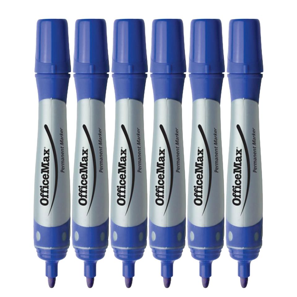 Officemax Drysafe Permanent Marker Bullet Tip Blue Pack Of 6 | Winc