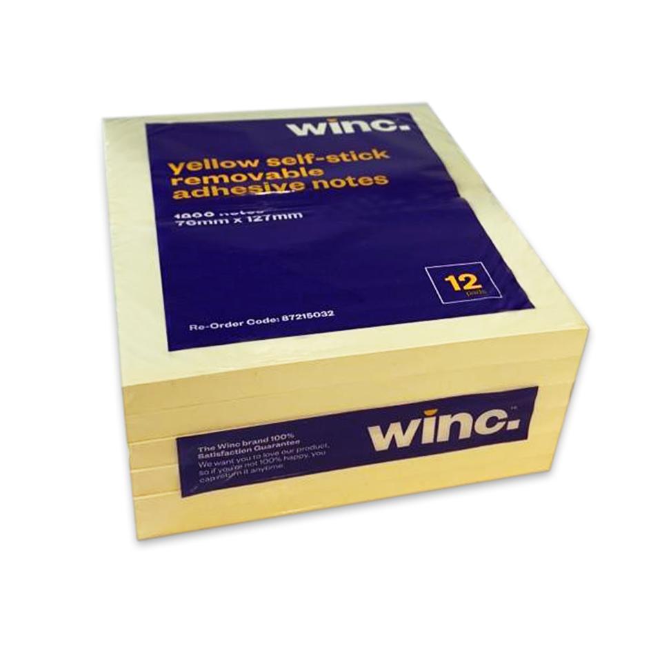 Winc Self-stick Removable Notes 76 x 127mm Yellow Each | Winc